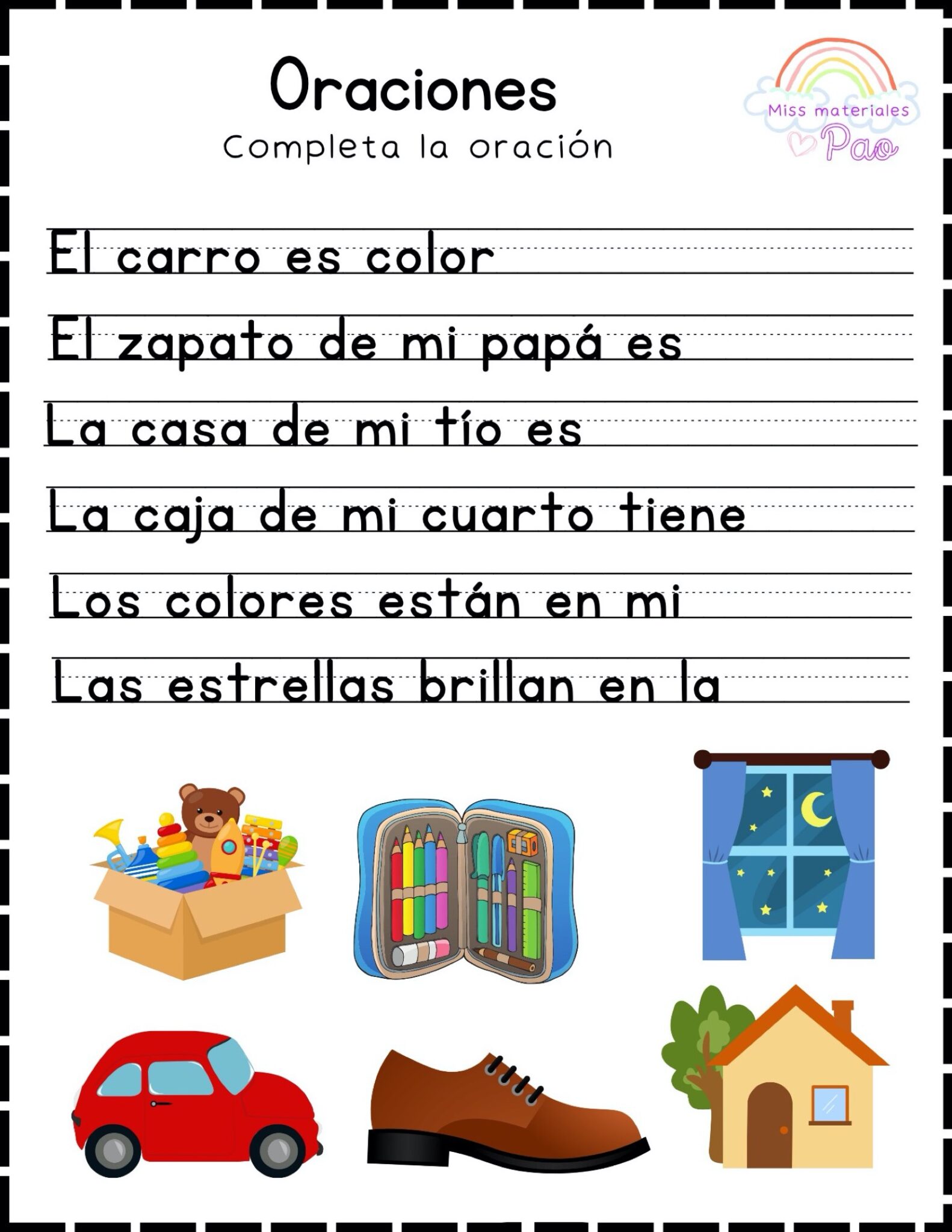 Fichas de oraciones para niños en PDF: refuerza la comprensión lectora ...