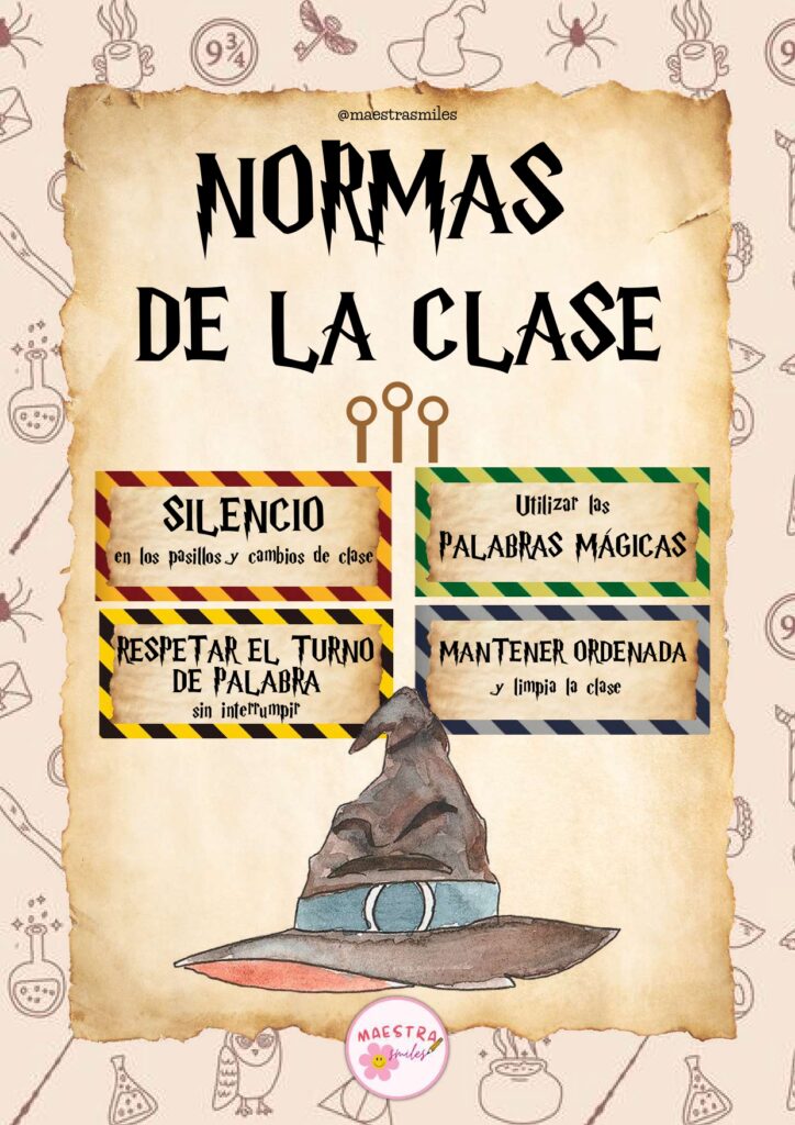 Normas de clase + niveles de voz diseño Harry Potter - Orientacion Andujar