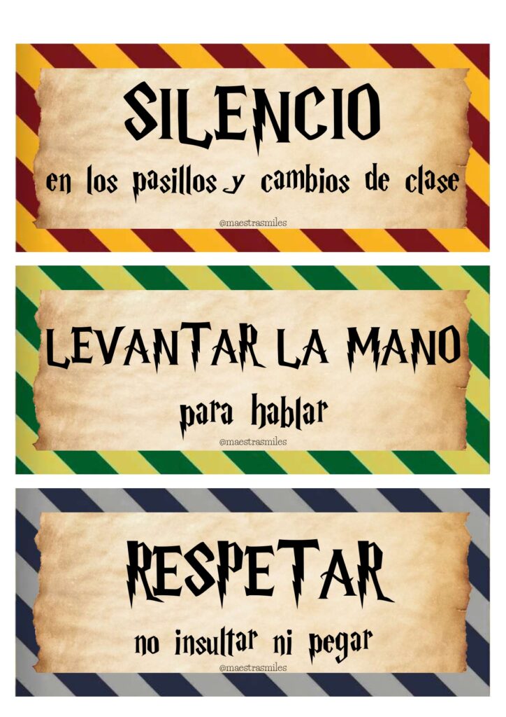 Normas de clase + niveles de voz diseño Harry Potter - Orientacion Andujar