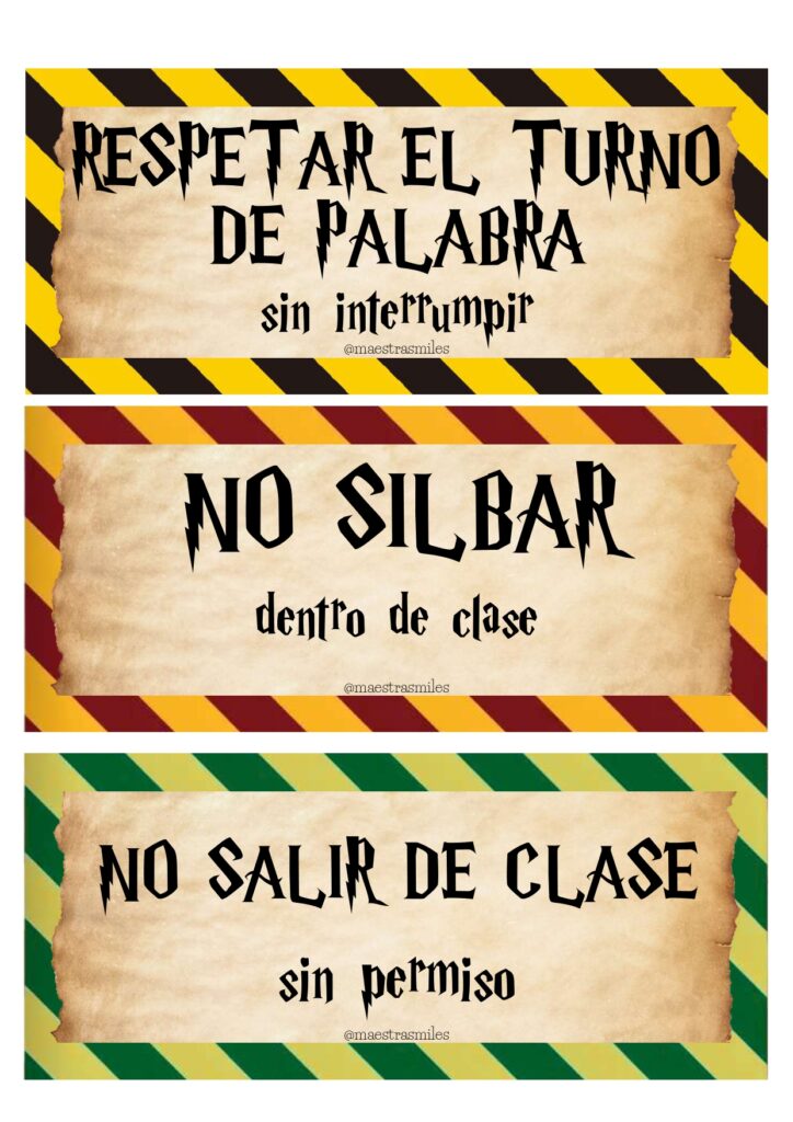 Normas de clase + niveles de voz diseño Harry Potter - Orientacion Andujar