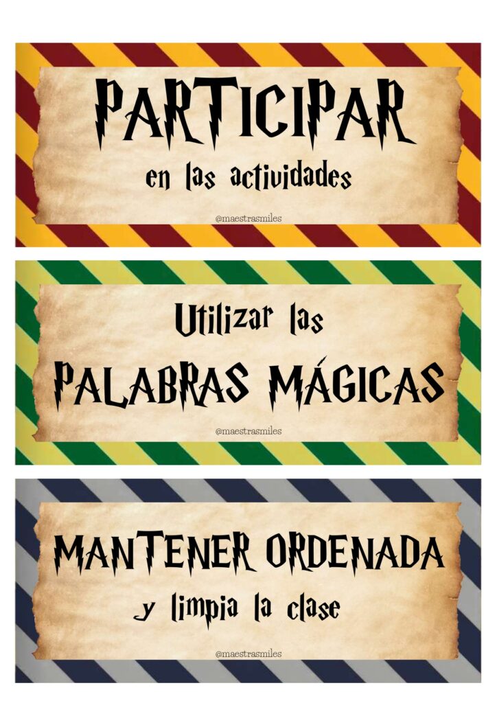 Normas de clase + niveles de voz diseño Harry Potter - Orientacion Andujar