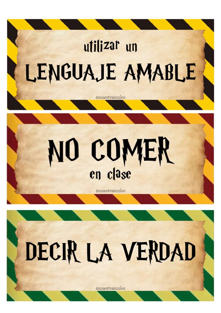 Normas de clase + niveles de voz diseño Harry Potter - Orientacion Andujar