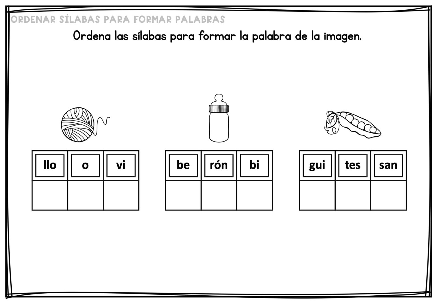Ordena sílabas para formar palabras conciencia silábica - Orientacion ...