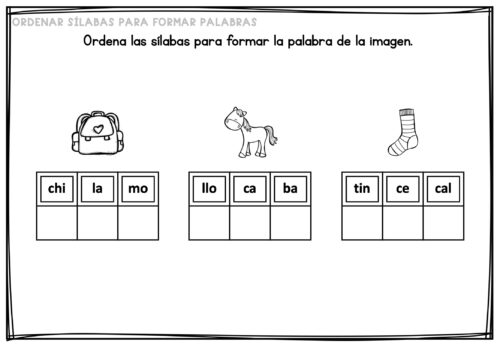 Ordena sílabas para formar palabras conciencia silábica - Orientacion ...