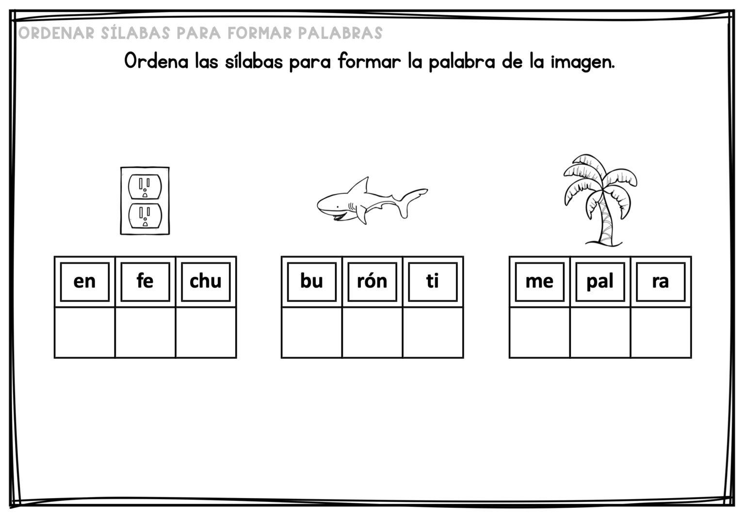 Ordena sílabas para formar palabras conciencia silábica - Orientacion ...