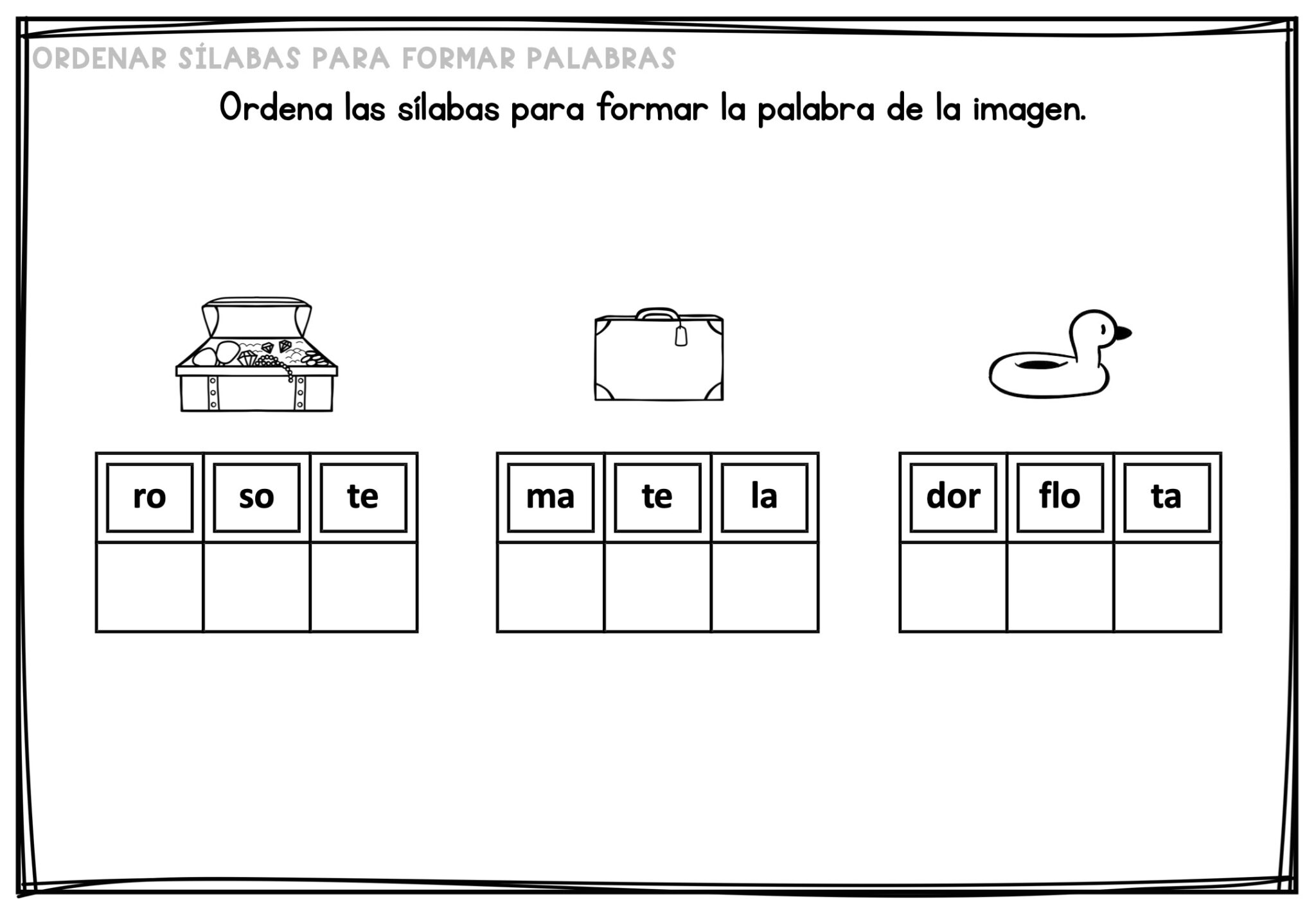 Ordena sílabas para formar palabras conciencia silábica - Orientacion ...