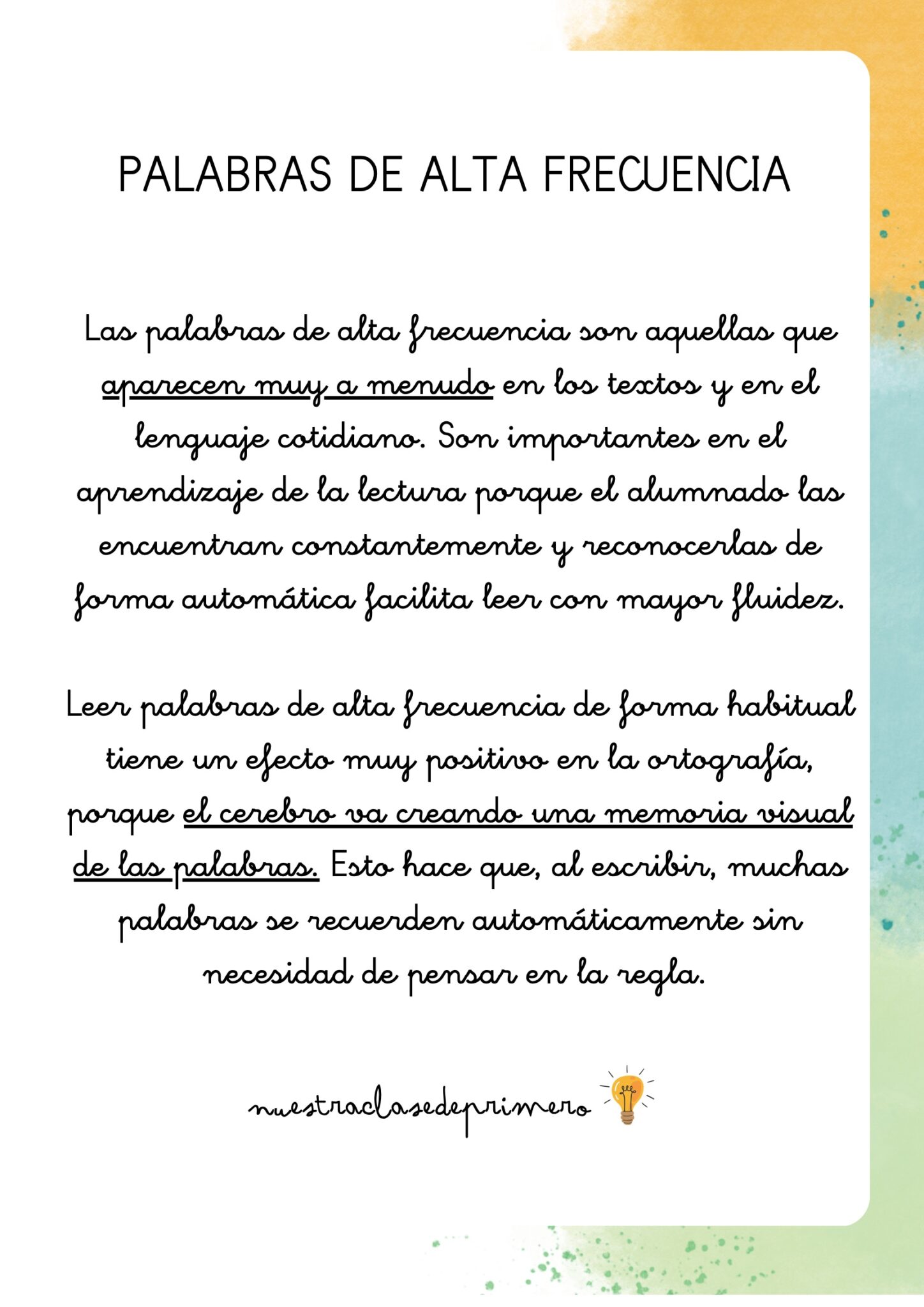 PALABRAS ALTA FRECUENCIA EN PRIMARIA - Orientacion Andujar