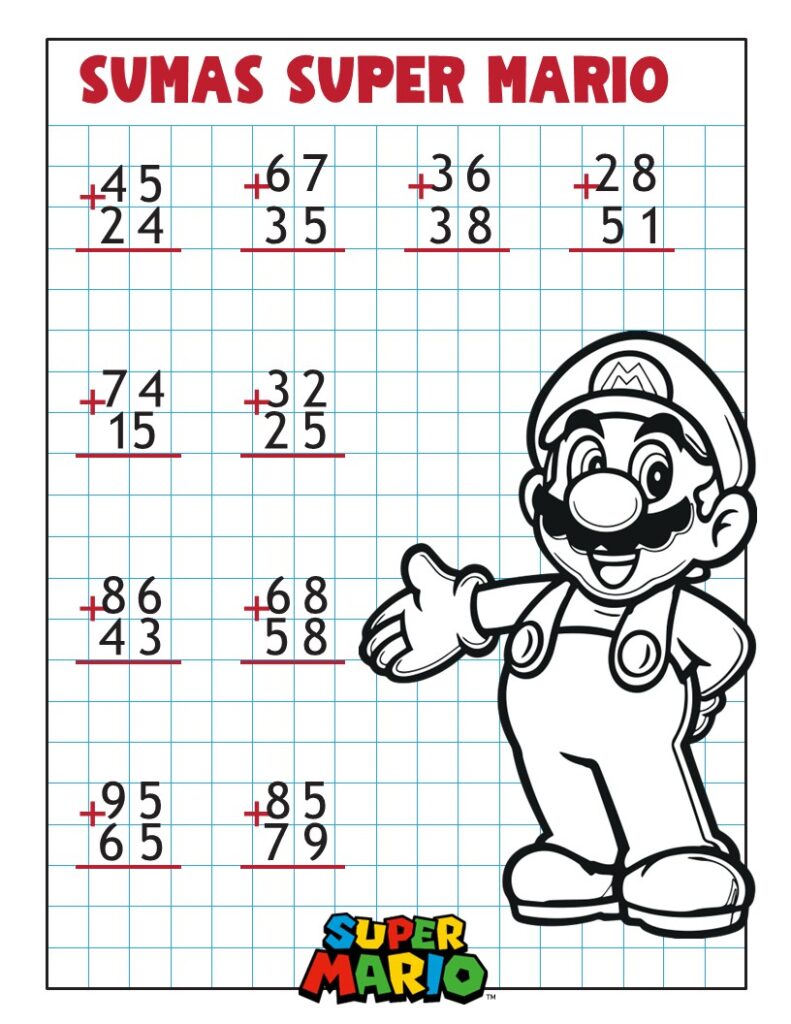 Suma y colorea con Super Mario - Orientacion Andujar