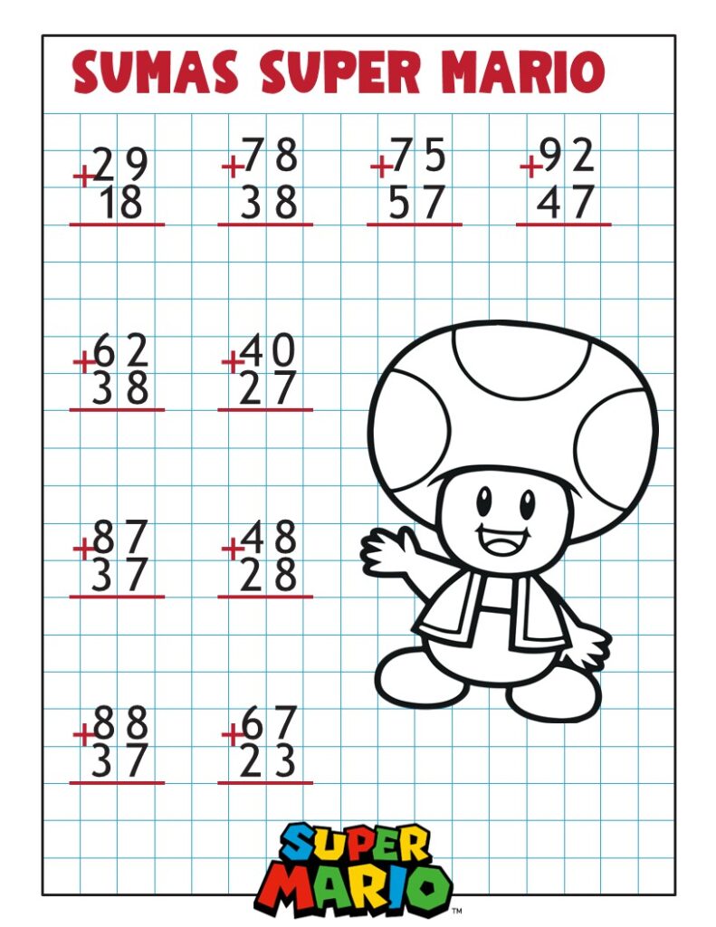 Suma y colorea con Super Mario - Orientacion Andujar